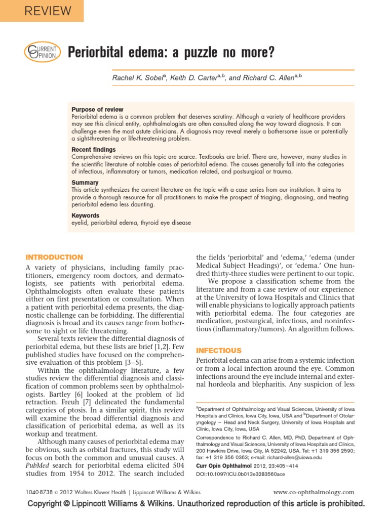 Periorbital Edema Pediatrics