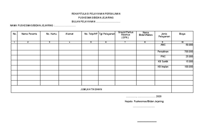 Contoh Rekap Klaim | PDF
