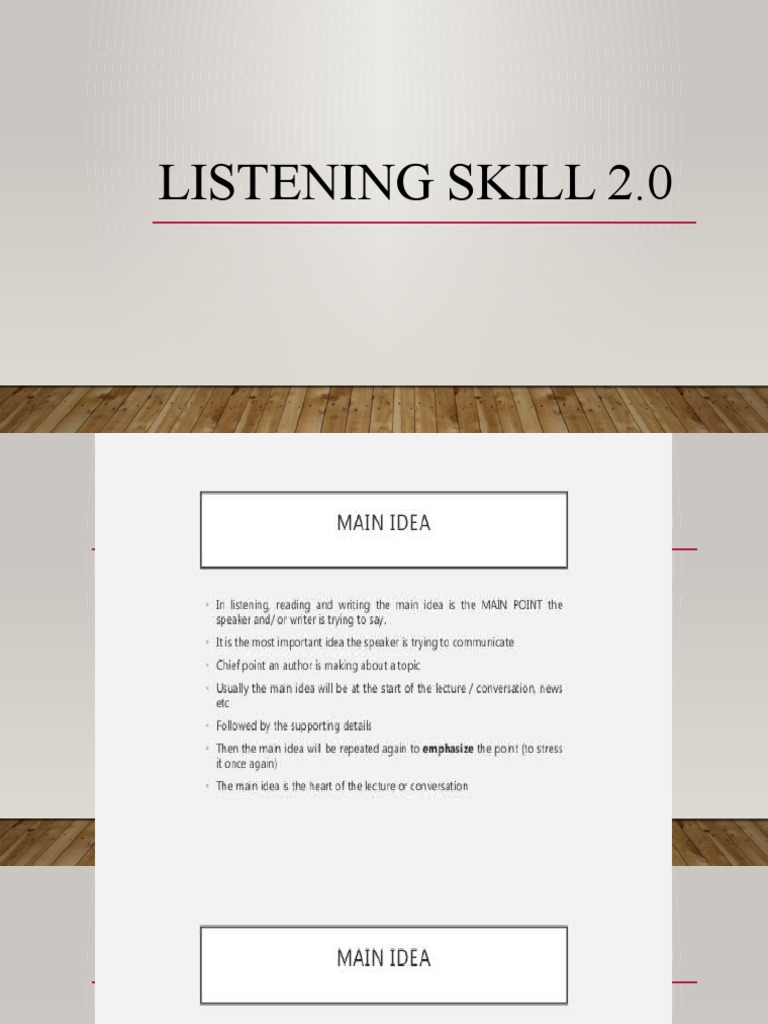 Listening For Main Ideas | PDF
