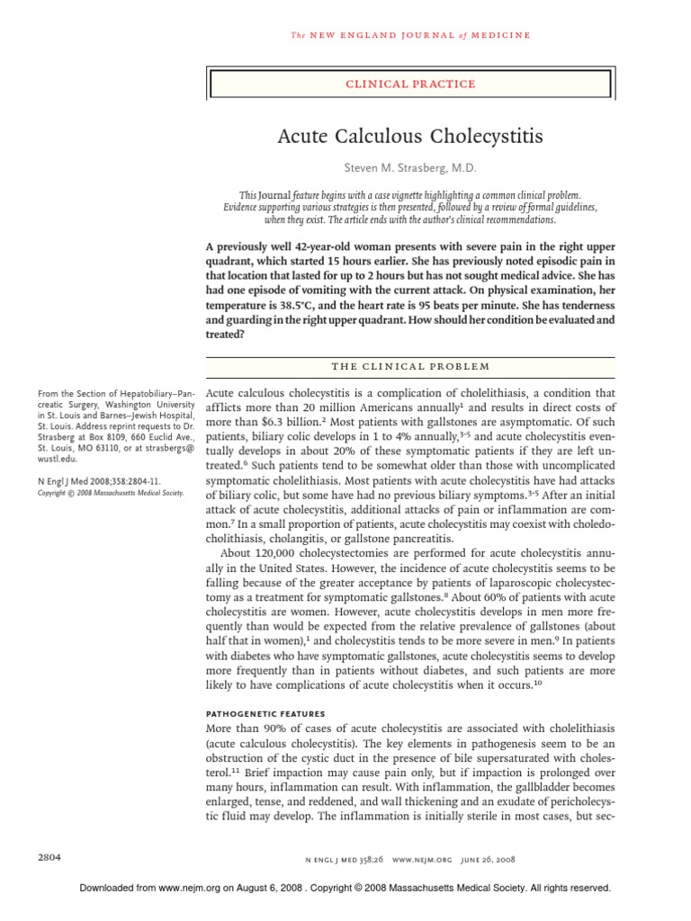 Acute Calculous Cholecystitis | PDF | Gallbladder | Health Sciences
