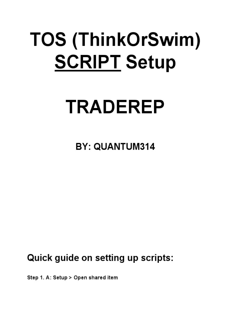 TOS (ThinkOrSwim) SCRIPT Setup | PDF