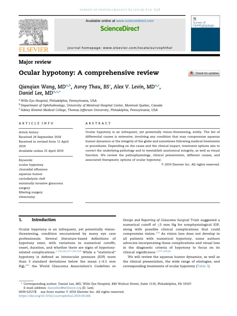Ocular Hypotony - A Comprehensive Review | PDF | Glaucoma | Human Eye
