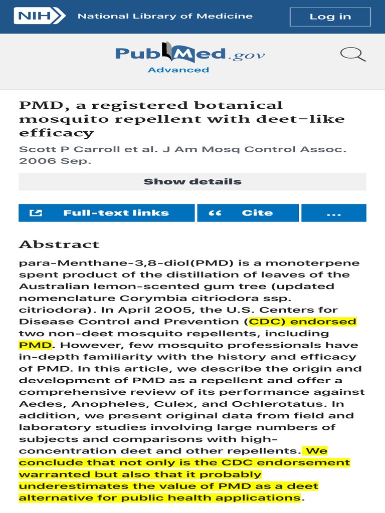 PMD, A Registered Botanical Mosquito Repellent With Deet-Like Efficacy ...