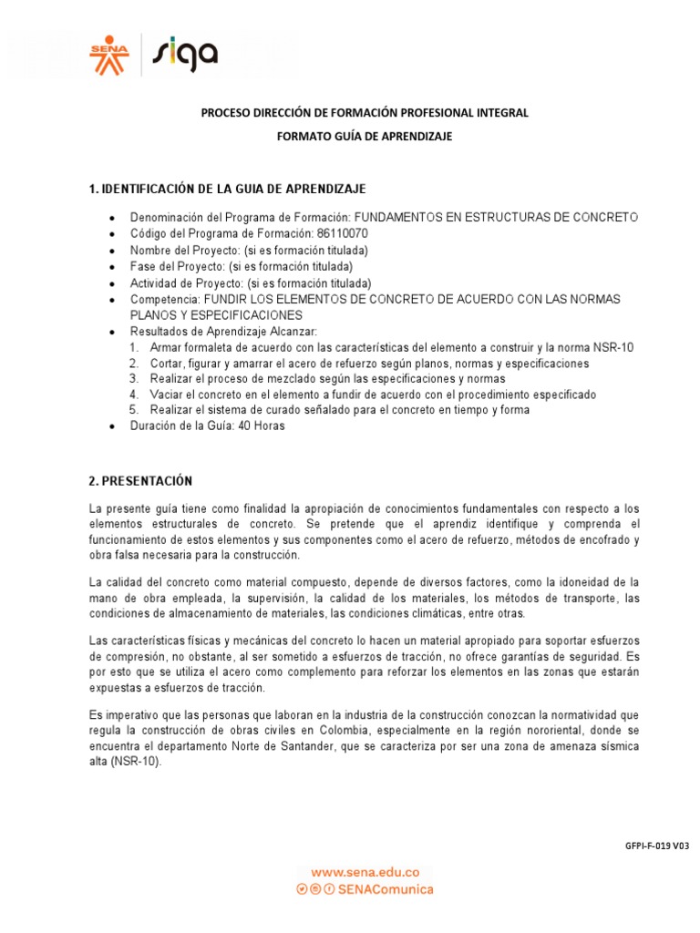 GFPI-F-019 - GUIA - DE - APRENDIZAJE Nueva | PDF | Hormigón | Acero