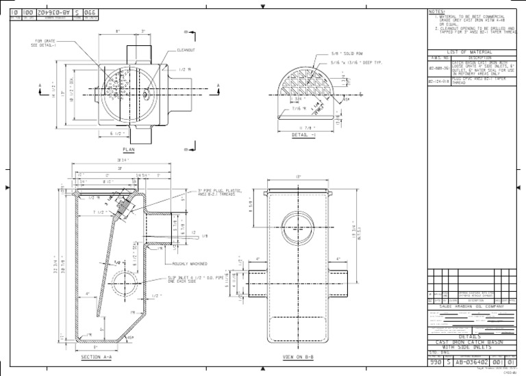 Notes:: Details Cast Iron Catch Basin With Side Inlets | PDF | Home ...
