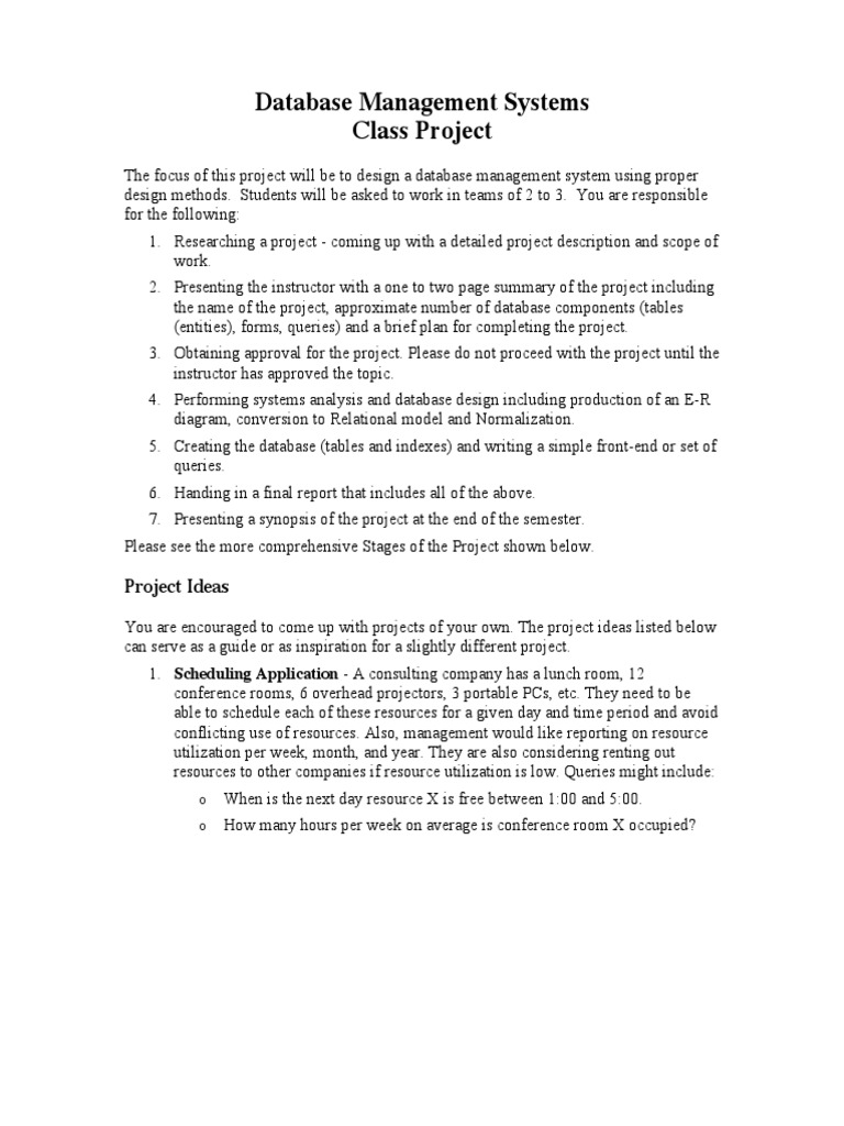Database Management Systems Class Project | PDF | Databases | Relational Database