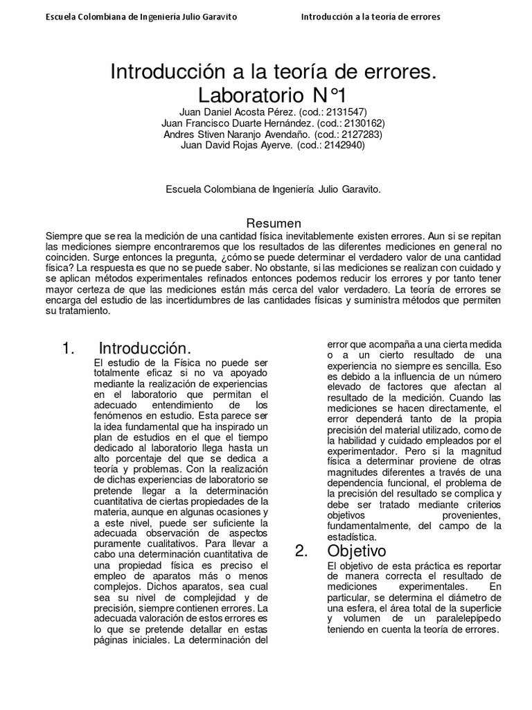 Teoria Del Error | PDF | Teoría | Medición