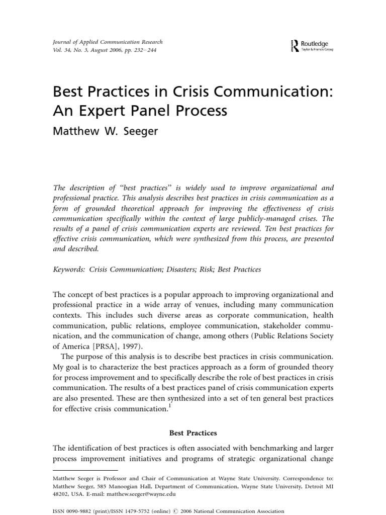 Best Practices in Crisis Communication | PDF | Emergency Management | Risk