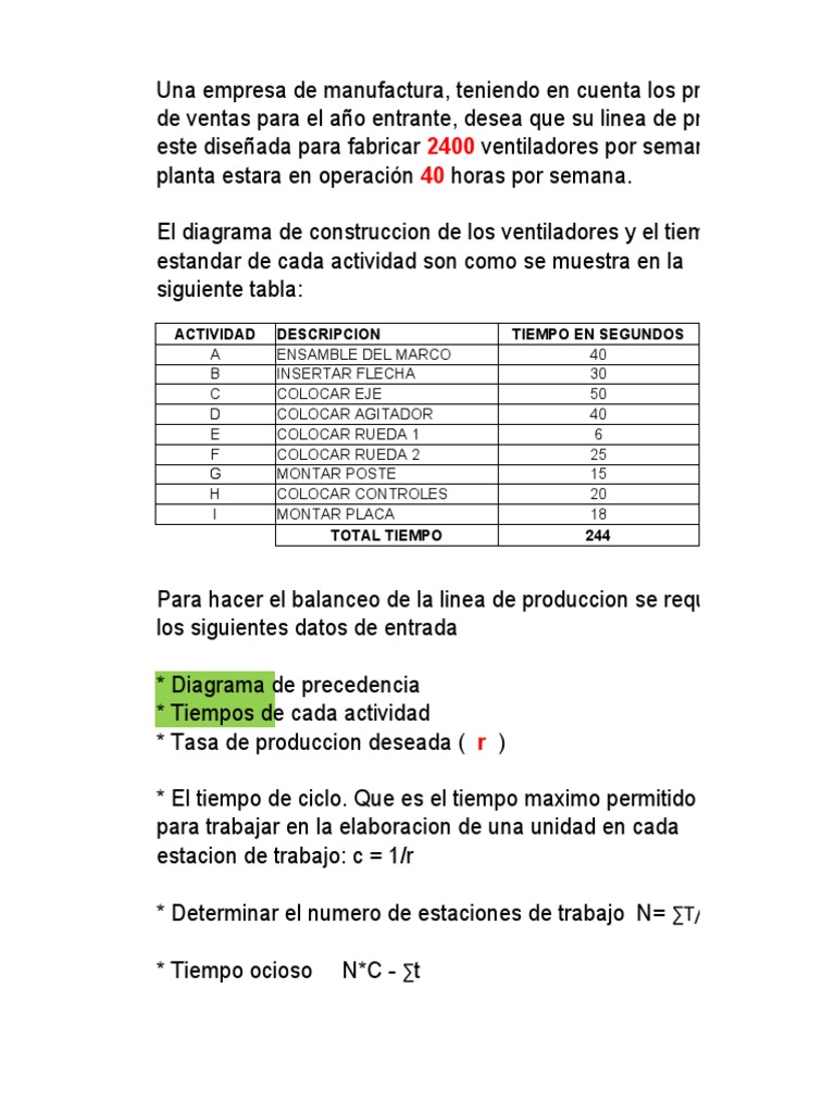 Balanceo de Lineas Aleja | PDF | Fabricación e ingeniería