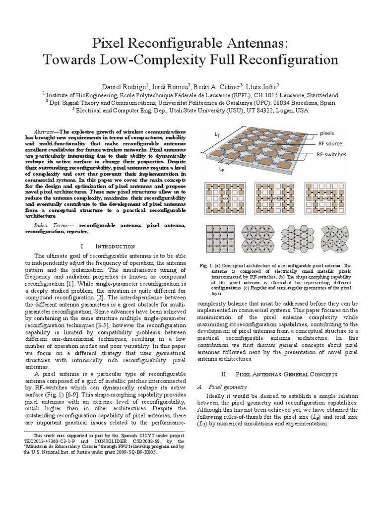 Pixel Reconfigurable Antennas: Towards Low-Complexity Full Reconfiguration | PDF | Antenna ...