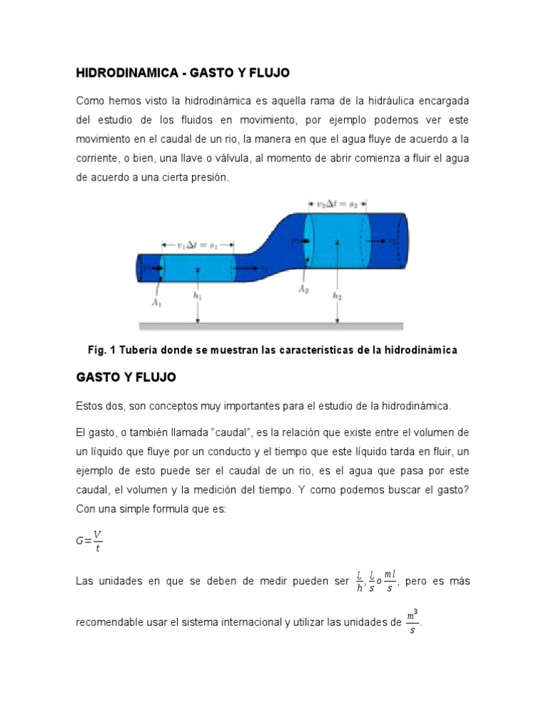 Hidrodinámica: Gasto y Flujo | PDF | Descarga (hidrología) | Dinámica ...
