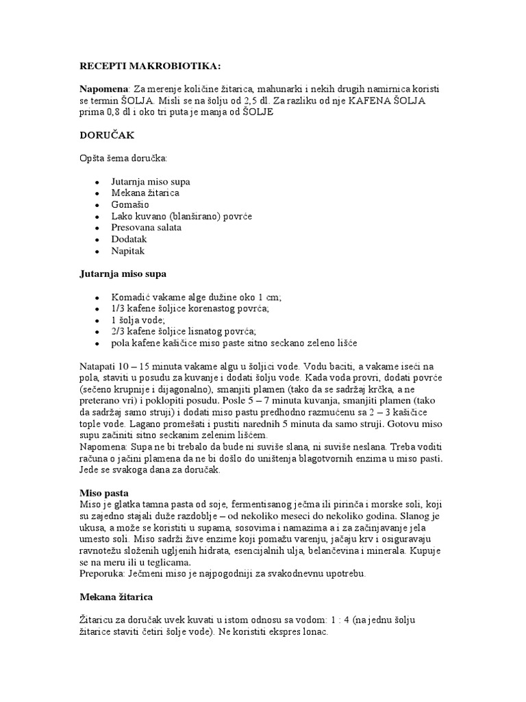 Recepti Makrobiotika | PDF
