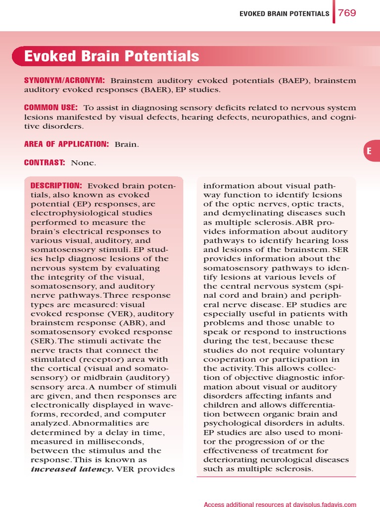 Evoked Potentials | PDF | Somatosensory System | Hearing