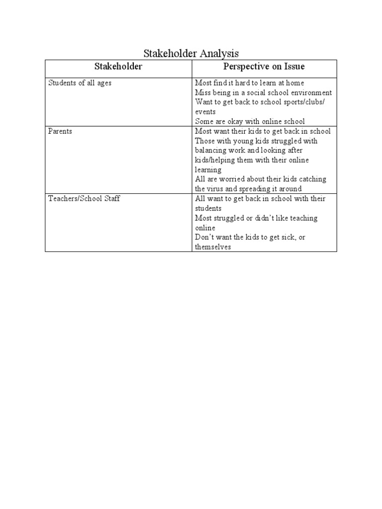Stakeholder Analysis | PDF