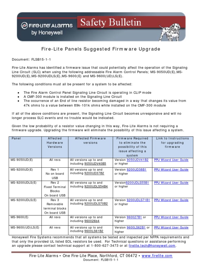 Fire-Lite Panels Suggested Firmware Upgrade: Fire-Lite Alarms - One ...