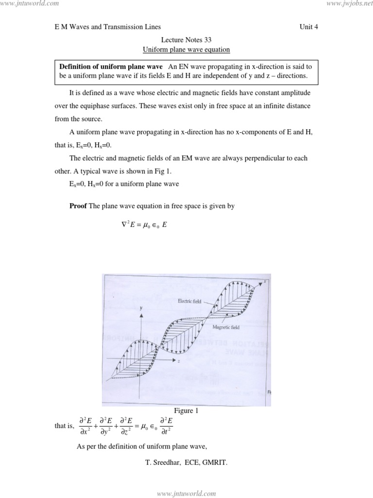 Definition of Uniform Plane Wave An EN Wave Propagating in X-Direction ...
