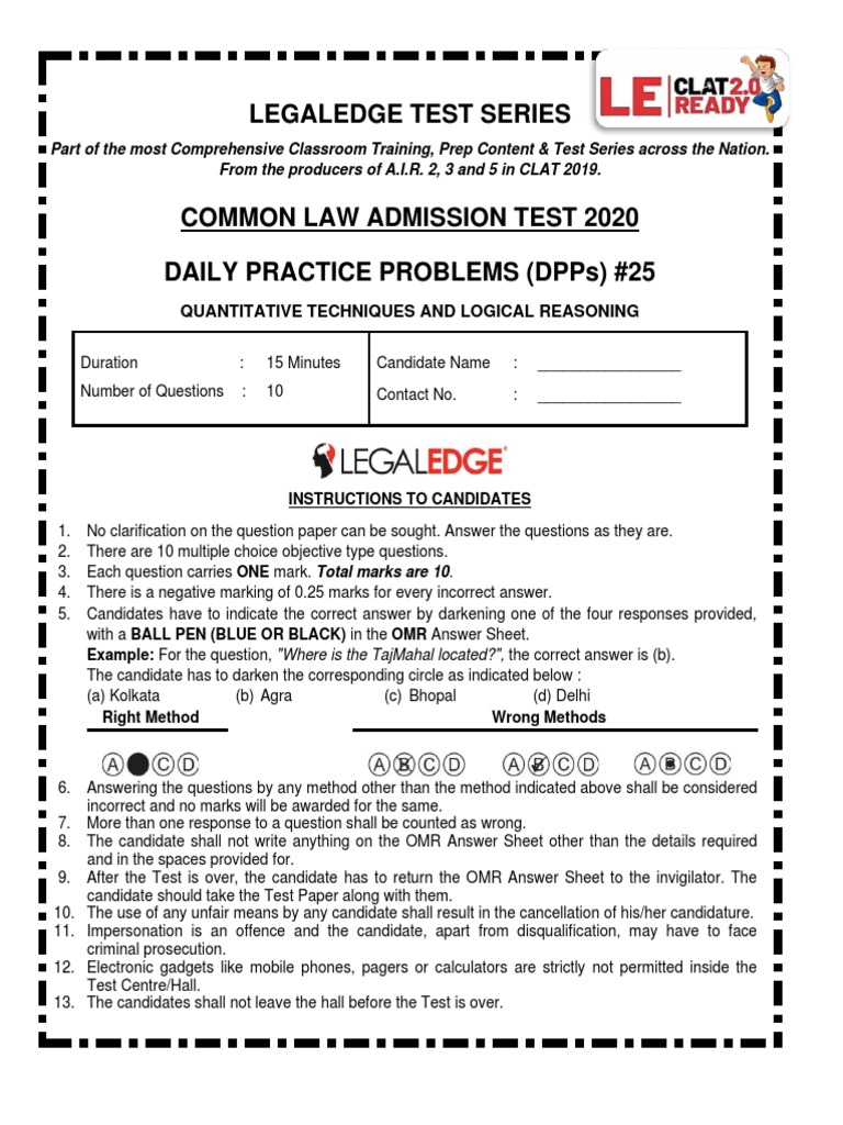 Legaledge Test Series: Quantitative Techniques and Logical Reasoning ...