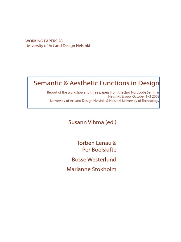 Semantic and Aesthetic Functions in Design PDF | PDF | Usability | Taste