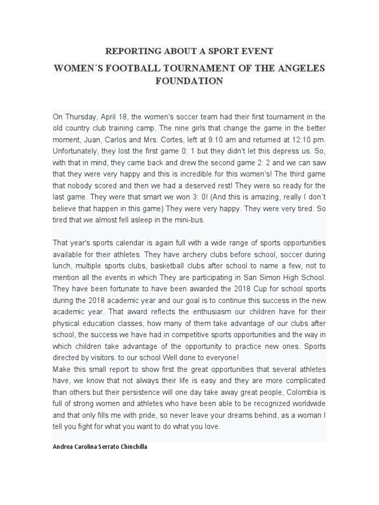 Women's Football Tournament Report | PDF