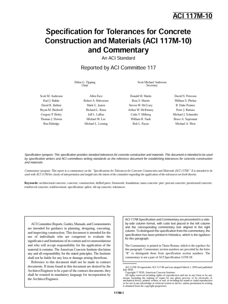 Aci 117-10 | PDF
