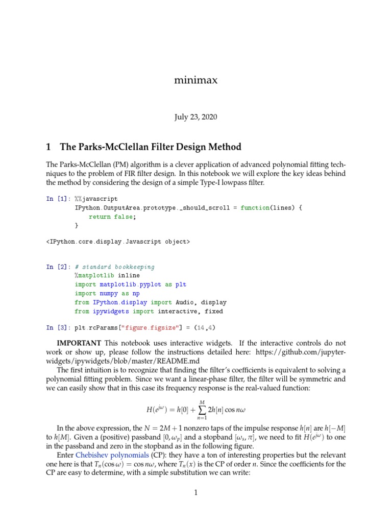 Minimax: 1 The Parks-Mcclellan Filter Design Method | PDF | Polynomial ...