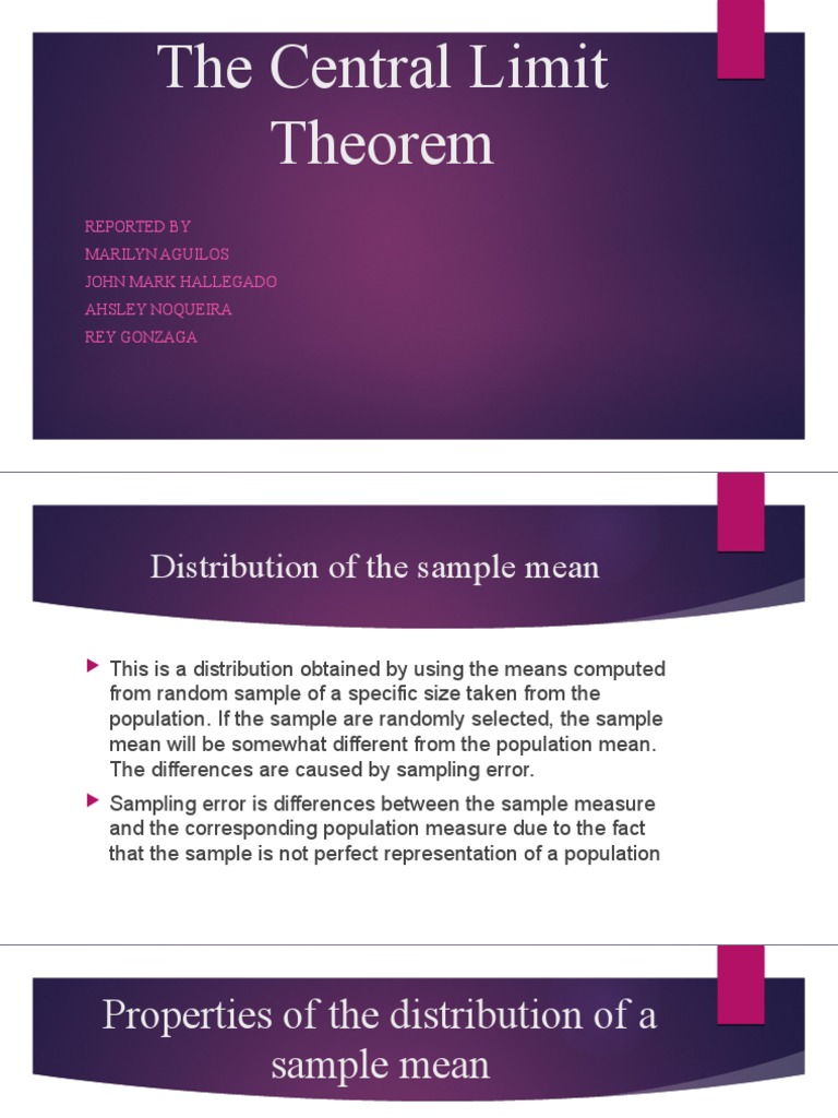 The Central Limit Theorem | PDF | Mean | Standard Deviation