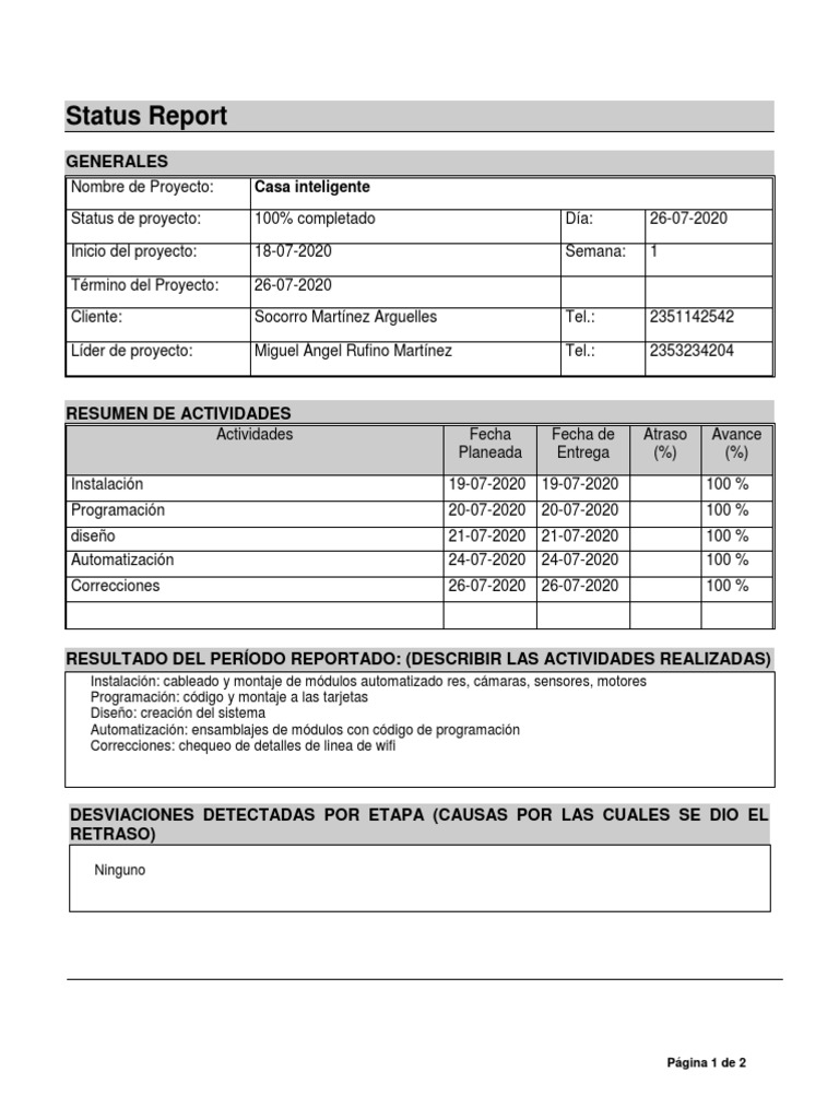 FORMATO - Status Report | PDF