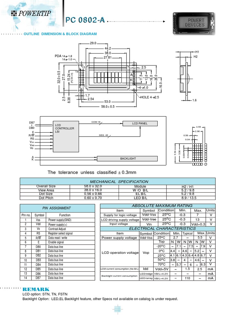 LCD HD44780U (LCD-II) PC 0802-A - Pinout PDF | PDF | Liquid Crystal ...