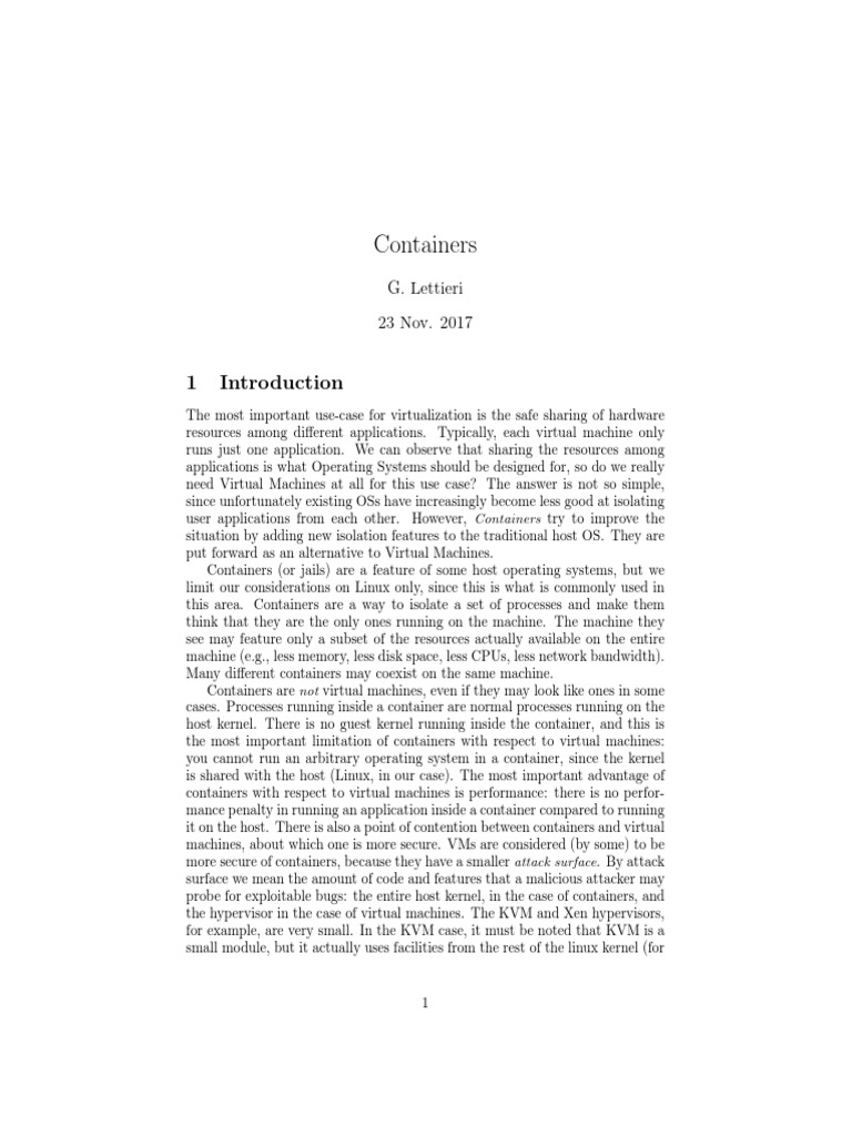 Containers PDF | PDF | Superuser | Operating System