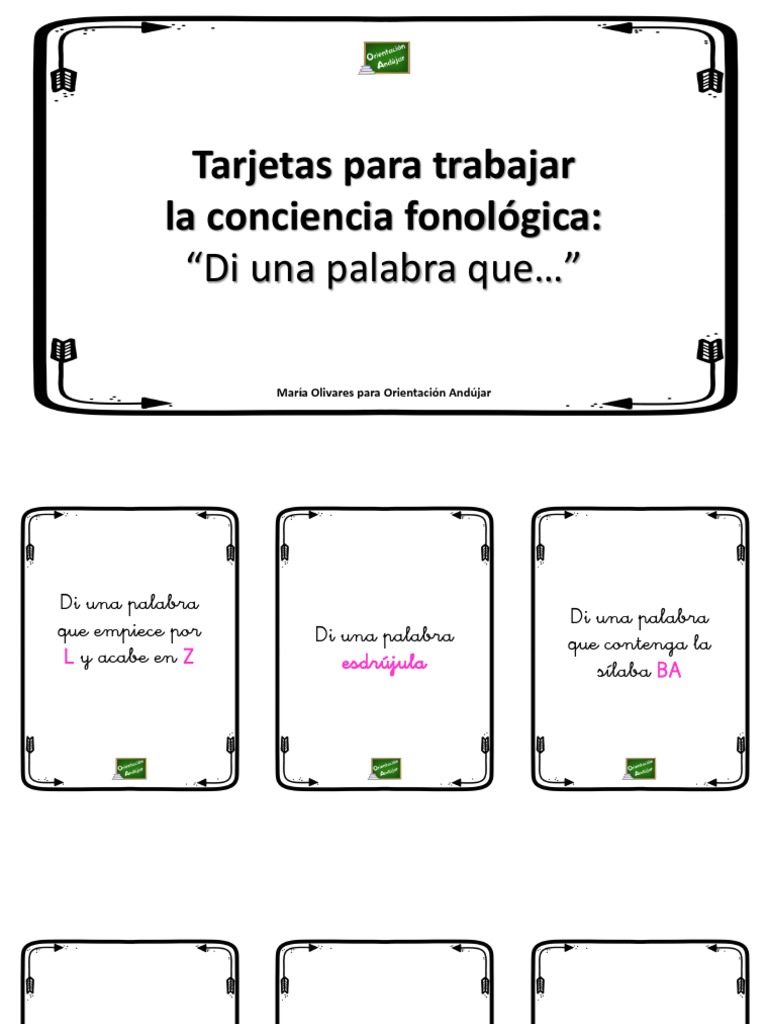 Tarjetas para conciencia fonológica | PDF