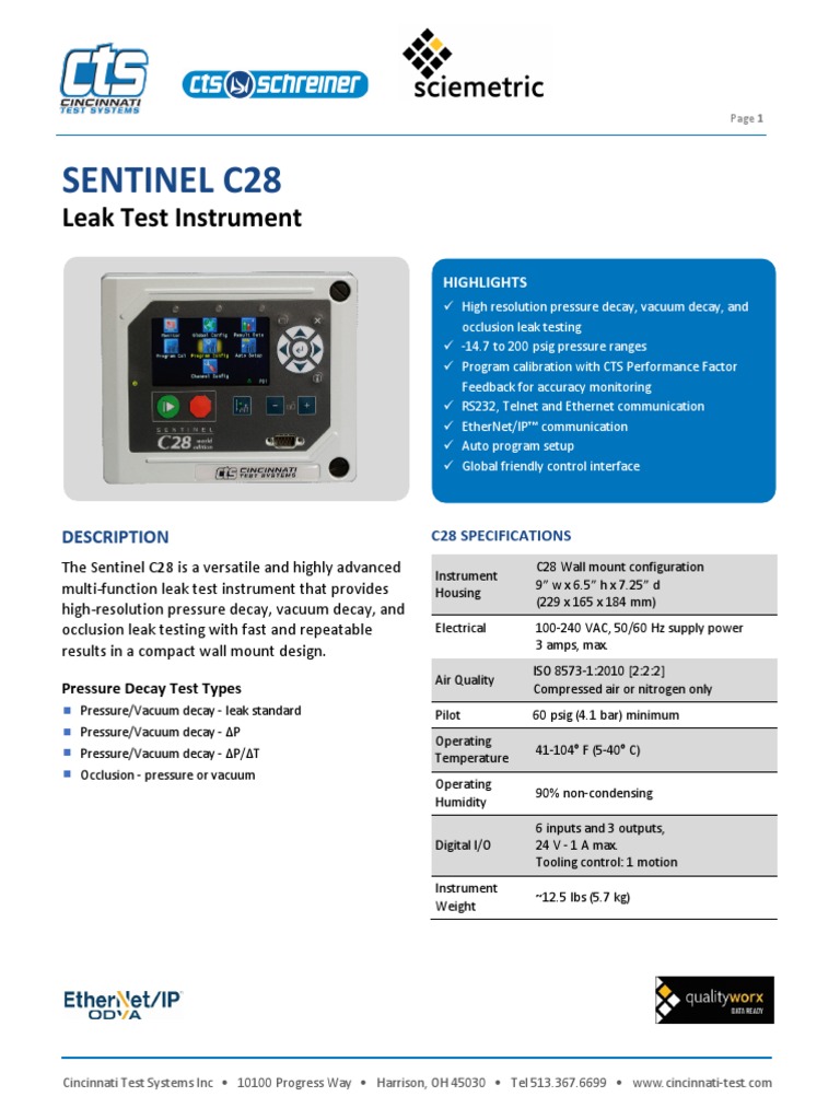 Sentinel C28: Leak Test Instrument | PDF | Calibration | Menu (Computing)