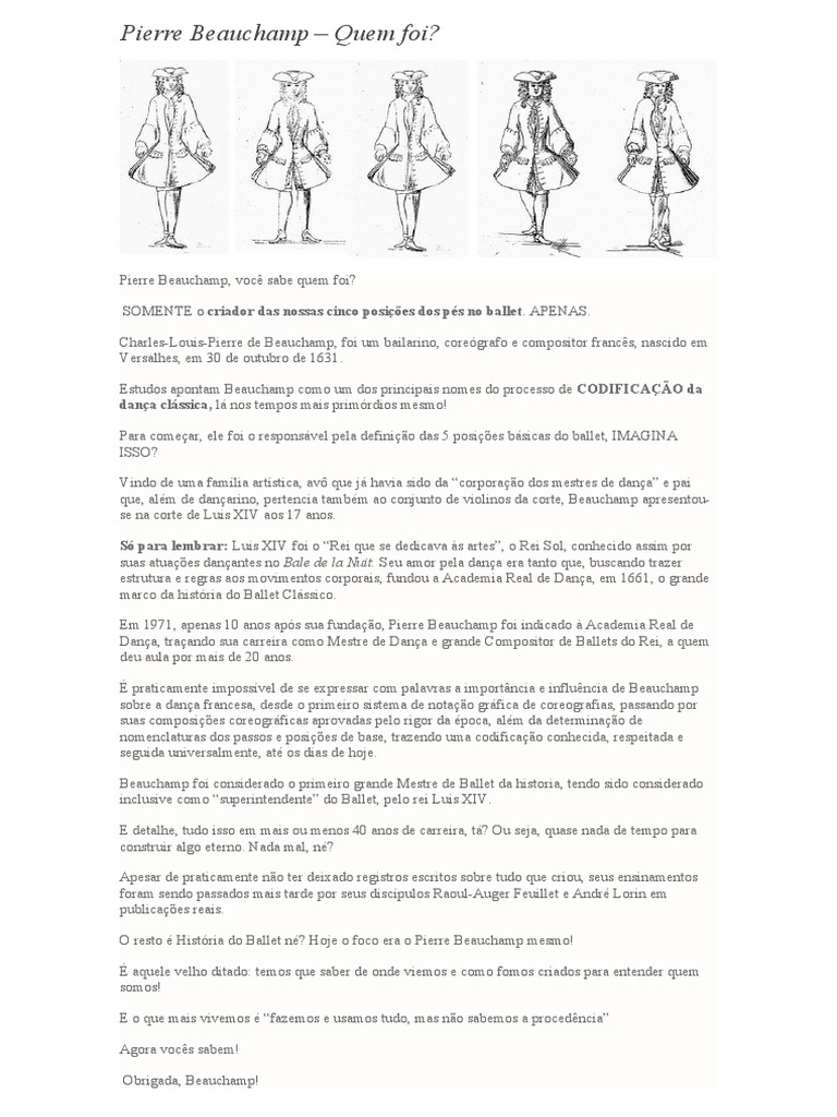 Pierre Beauchamp | PDF | Balé | Danças