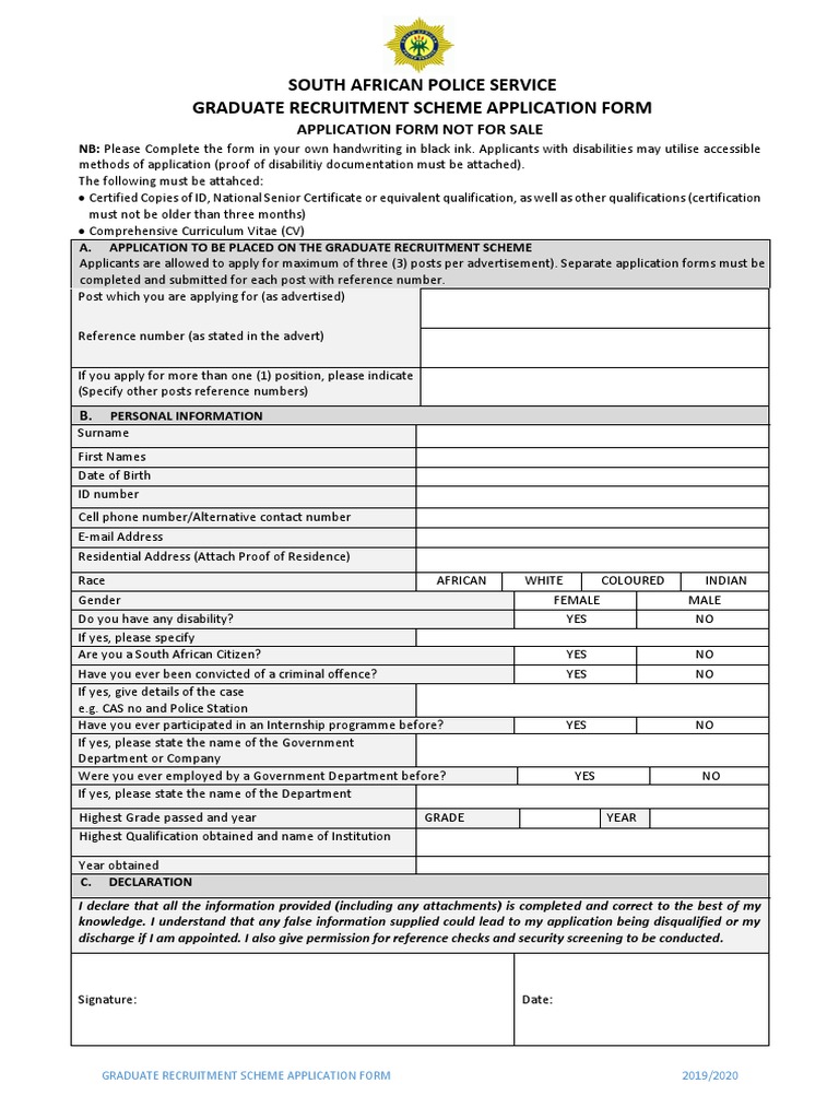 South African Police Service Graduate Recruitment Scheme Application ...