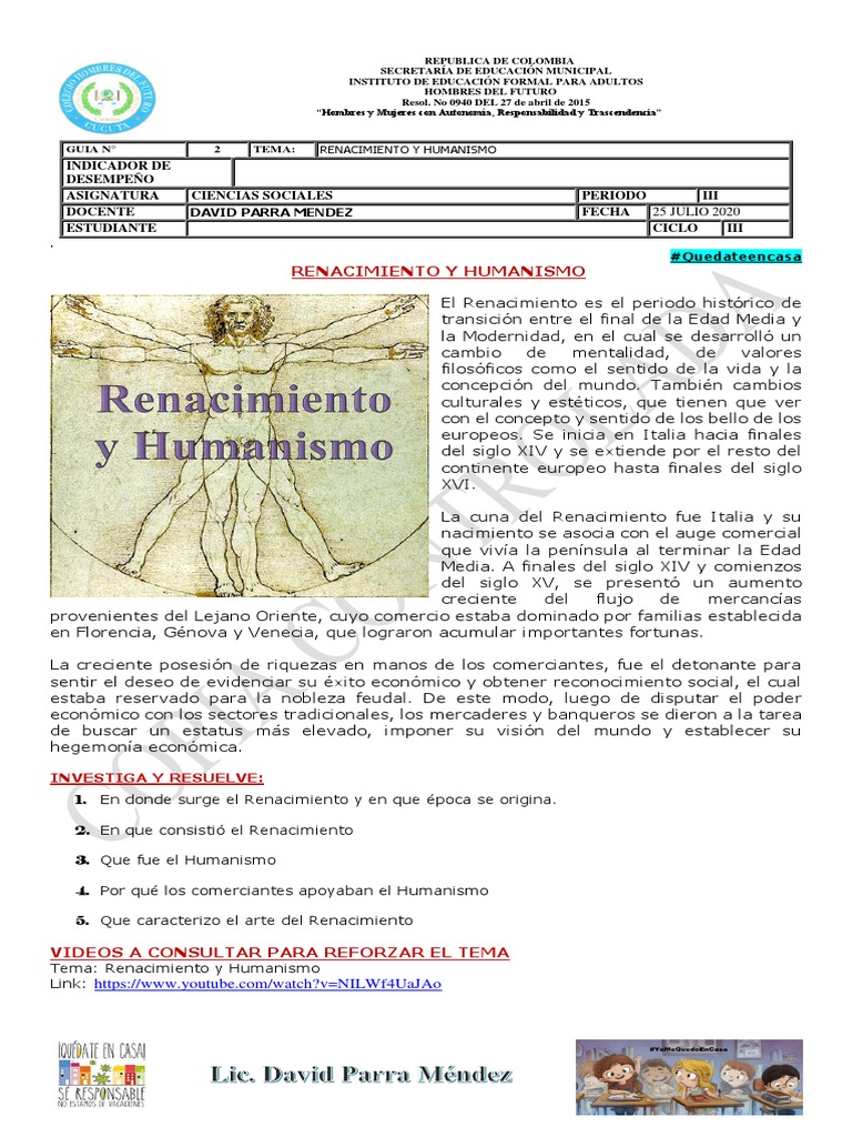 Guia 2 - Renacimiento y Humanismo | PDF | Renacimiento | Italia