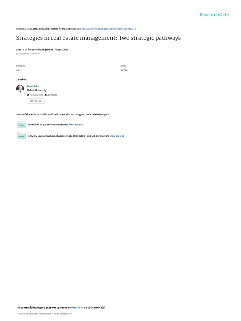 Strategies in Real Estate Management: Two Strategic Pathways | PDF ...