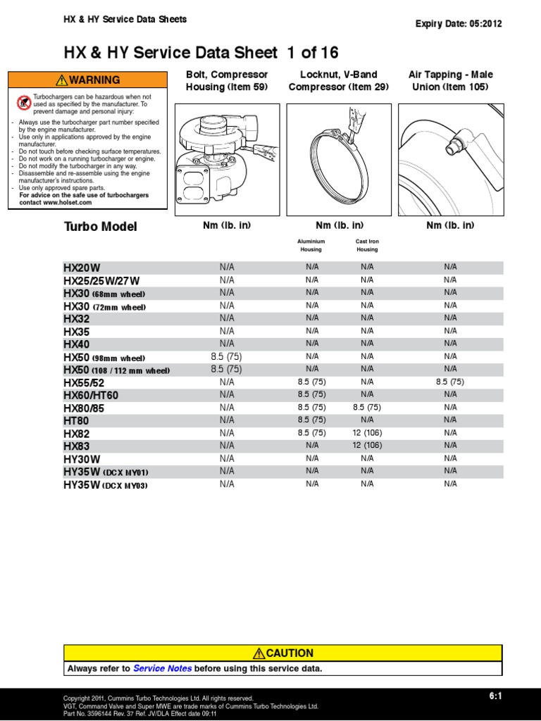 HX & HY Service Data Sheet | PDF | Turbocharger | Machines