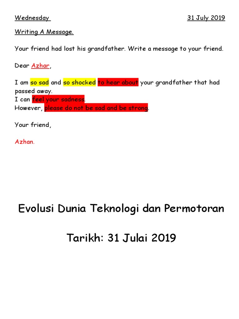 Writing A Message Year 4 BI | PDF