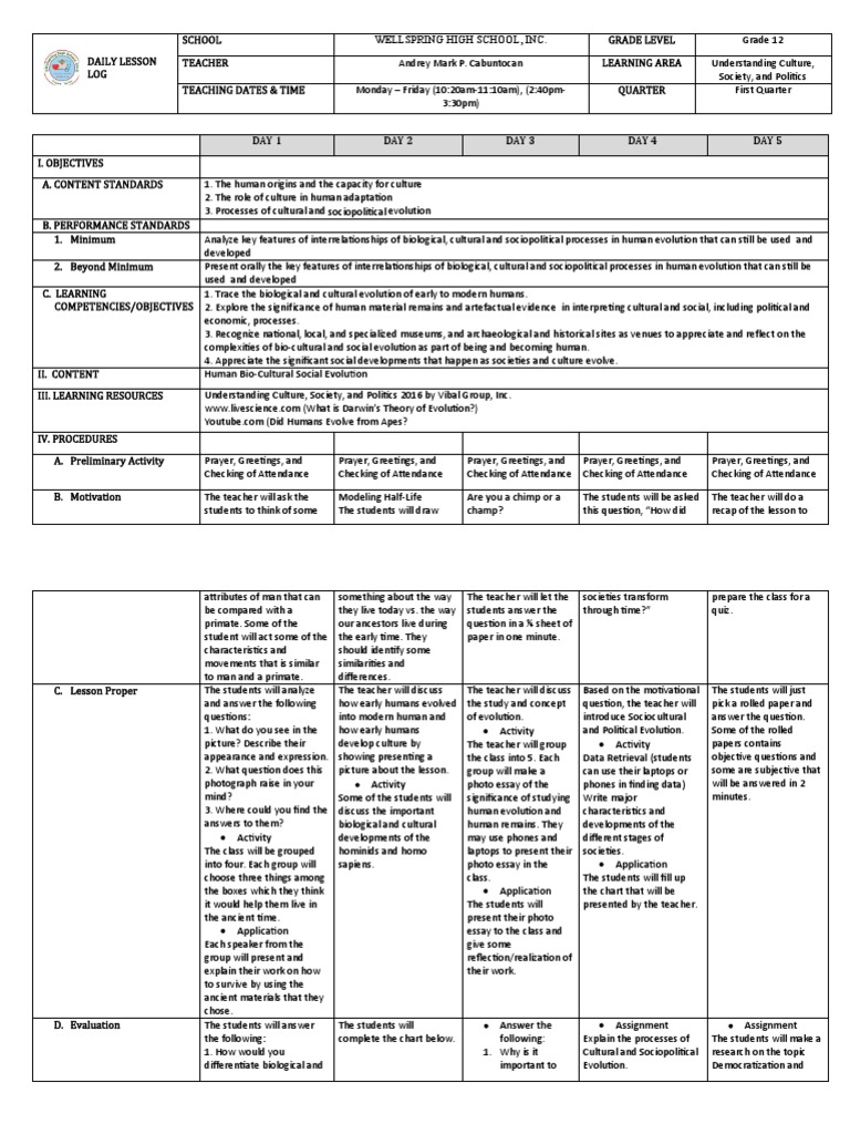 DLL UCSP Week 6 | PDF | Homo | Science