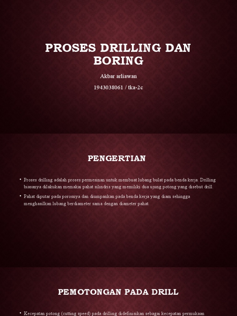 Proses Drilling Dan Boring | PDF | Teknologi & Rekayasa