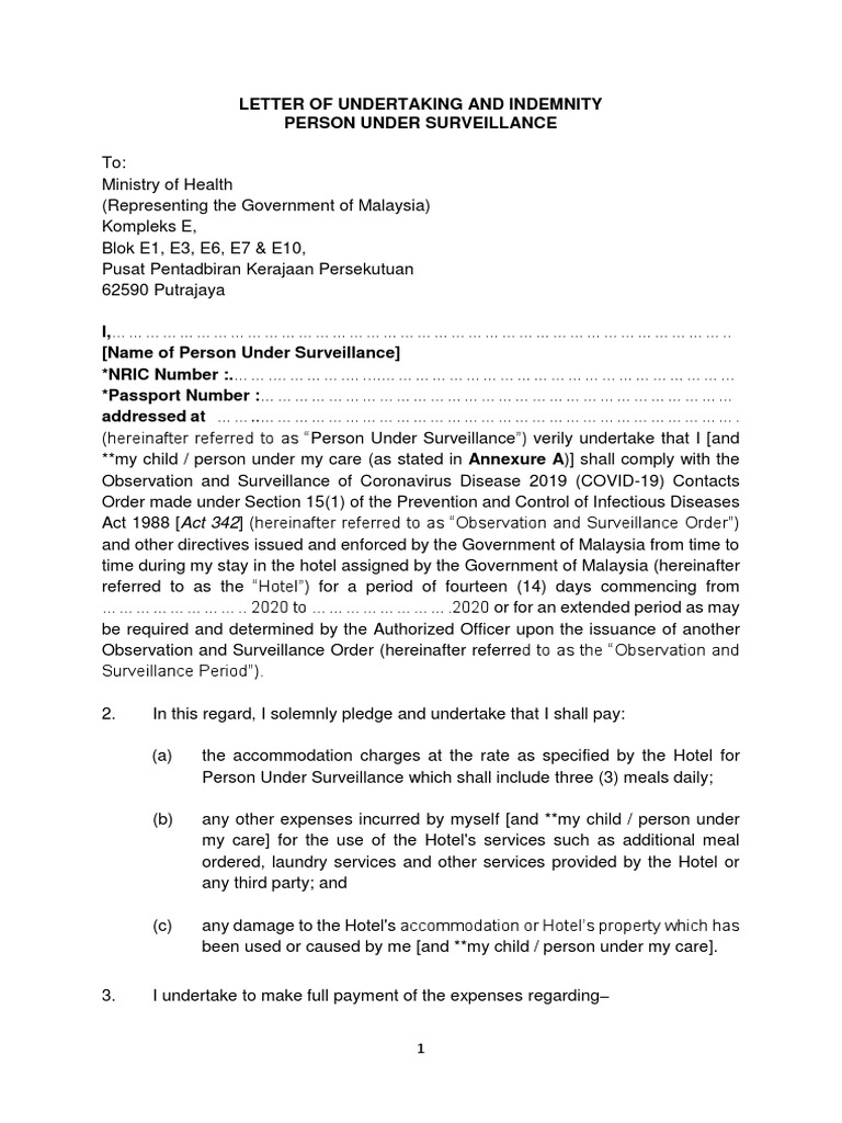 As of 25 July 2020 - 2b Letter of Undertaking and Indemnity | PDF ...