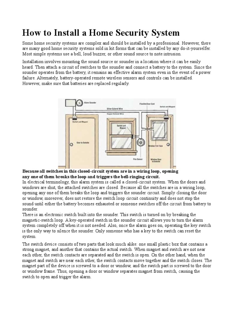 How To Install A Home Security System | PDF | Switch | Security Alarm