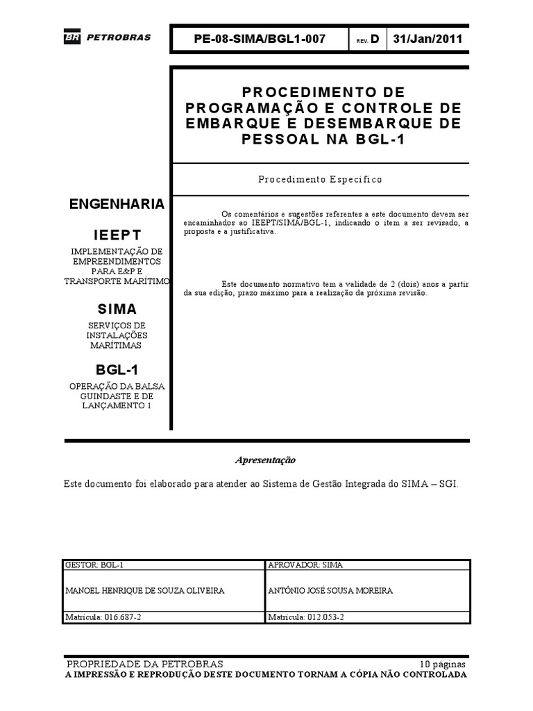 Procedimento de Embarque na BGL-1 | PDF | Aeroporto | Fabricação e ...
