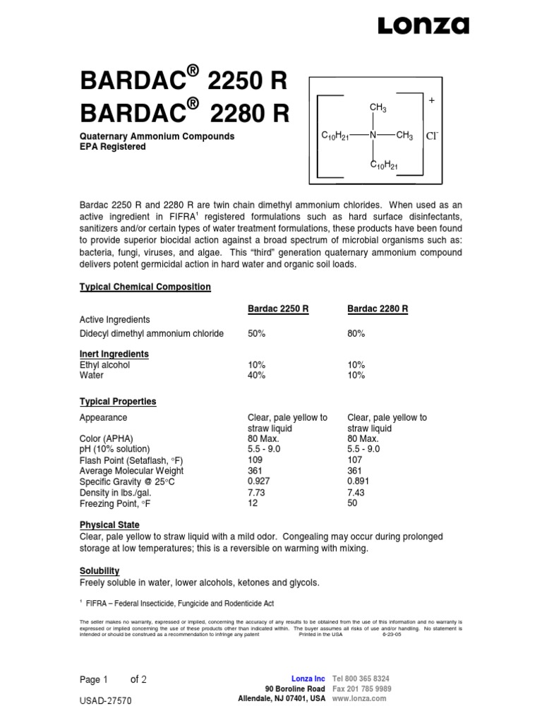 Lonza ProductDataSheets Bardac 2280R PDS 29467 | Download Free PDF ...