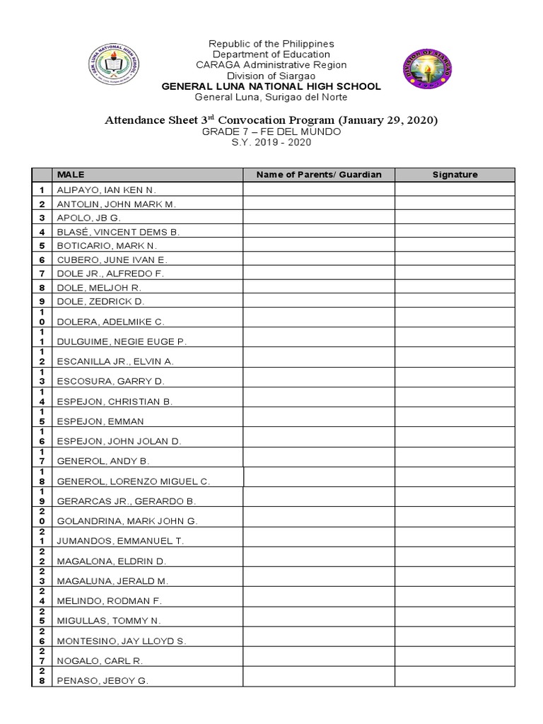 Homeroom PTA Meeting Attendance | PDF