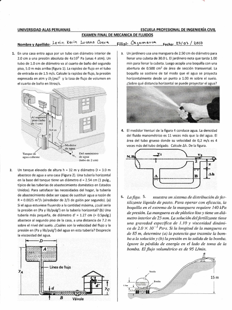 Examen Final-Lucano Cueva Lenin Kevin-Cajamarca-Mecanica de Fluidos PDF ...