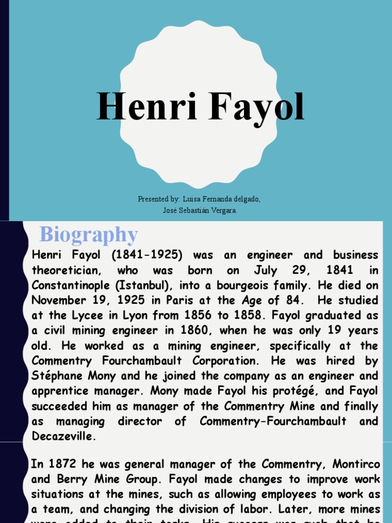 Biography of Henri Fayol: Management Pioneer | PDF | Business | Science