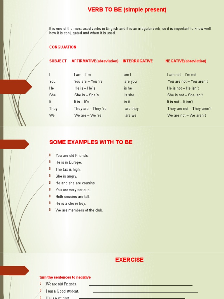 VERB TO BE (Simple Present) | PDF | Language Arts & Discipline
