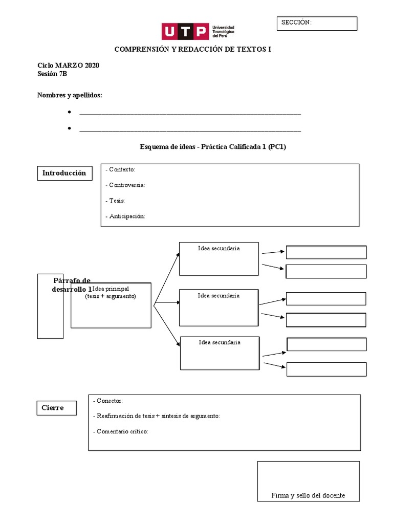 S07.s2 - Esquema de Ideas - Practica Calificada 1 (PC1) MARZO 2020 | PDF