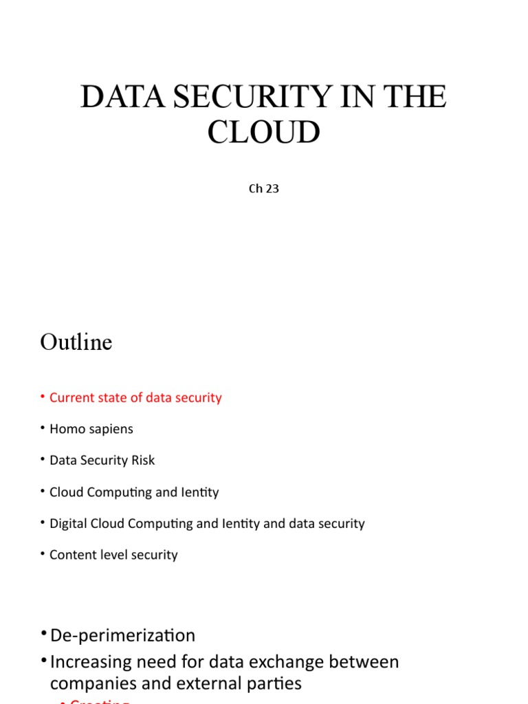 VPR - CC - Unit5.2 - DATA SECURITY IN THE CLOUD - PPSX | PDF | Encryption | Cloud Computing