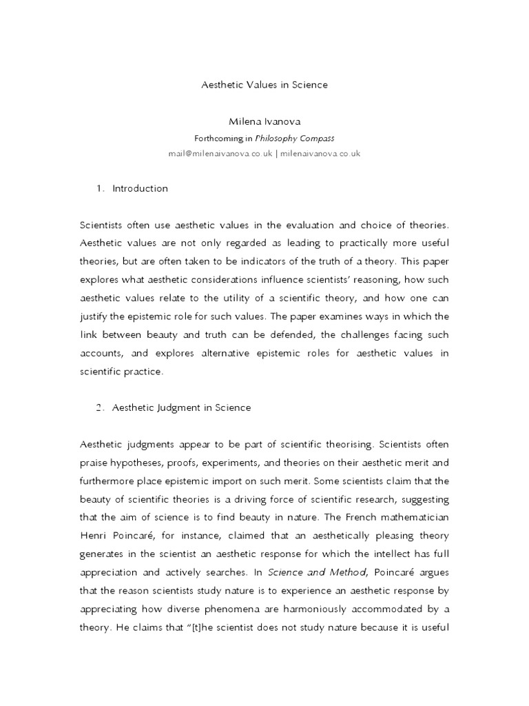 Aesthetic Values in Science | PDF | Aesthetics | Theory